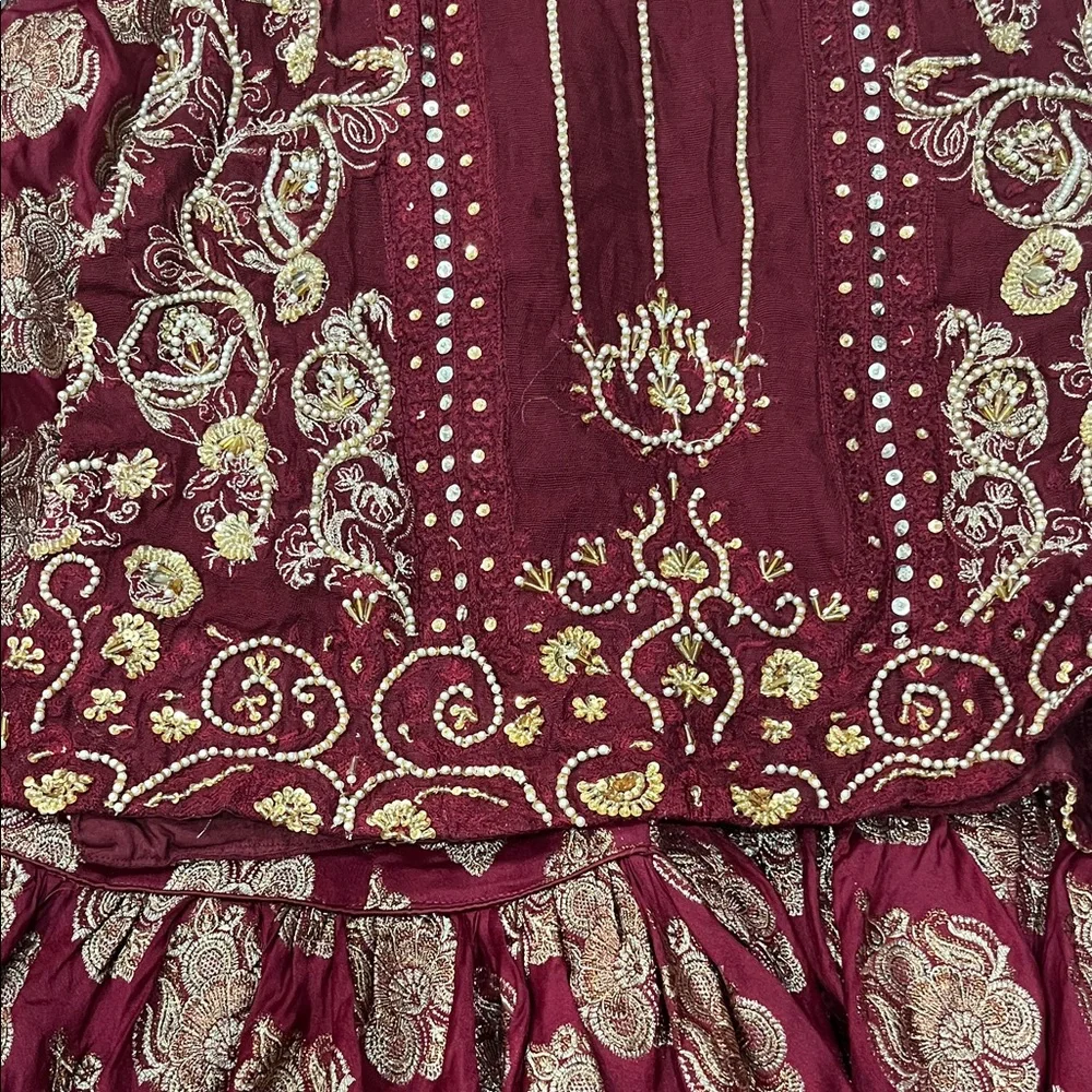 Dresses | Maroon And Gold Embroidered Traditional Dress | Poshmark